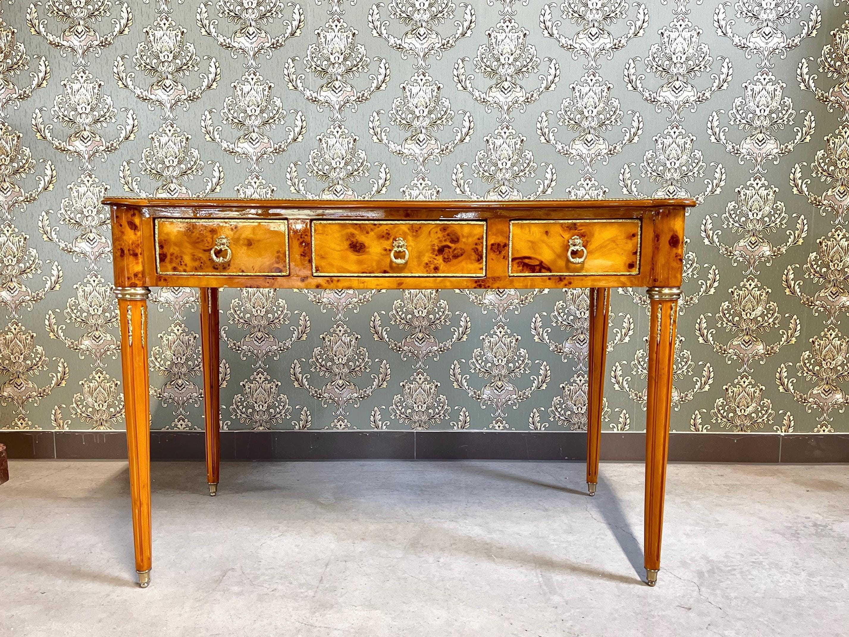 Luxury Desk Antique Baroque Style Writing Table 3 Drawers Handmade Des ...